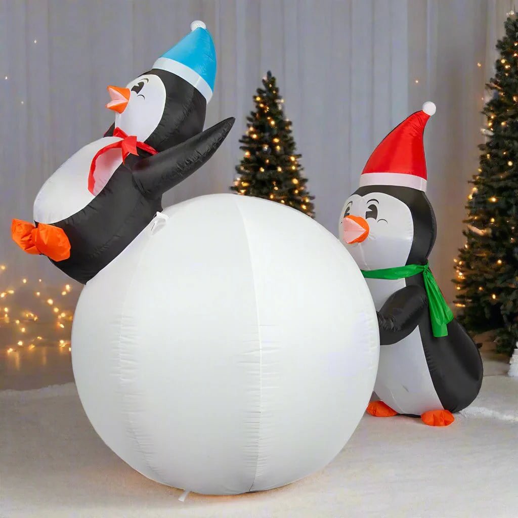 Inflatable Flashing Penguins Playing Snowball – 2.1m Wide — Christmas ...
