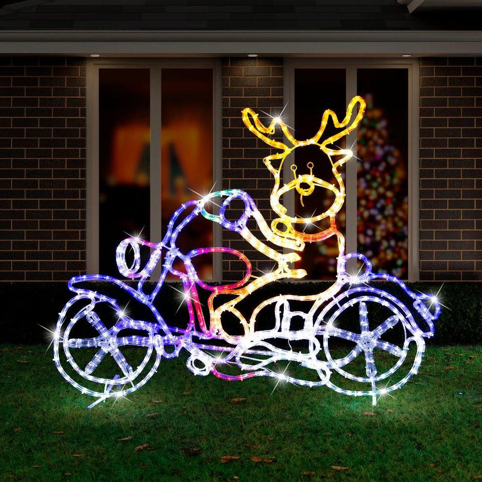 LED Reindeer Motorbike Crew Ropelight — Christmas Factory