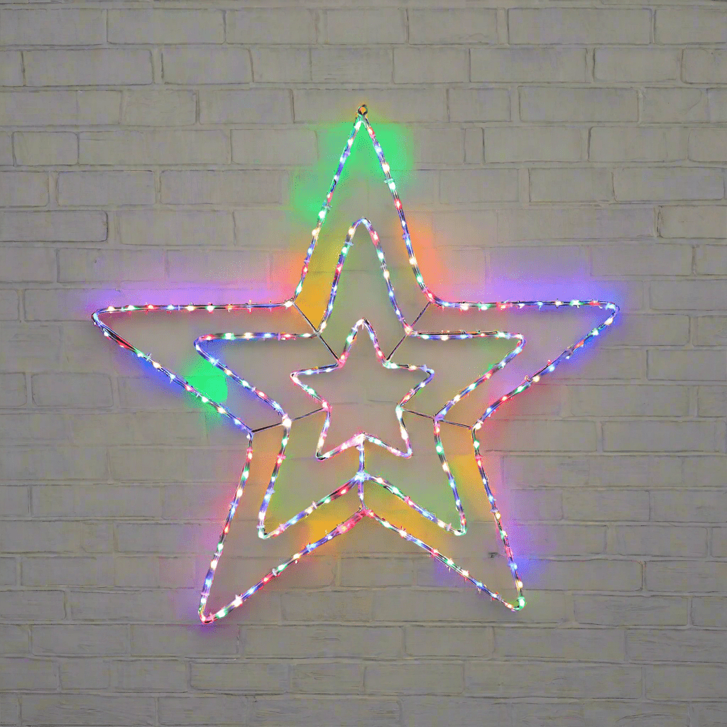 LED Triple Twinkling Star Motif in Multicolour — Christmas Factory