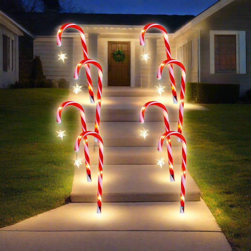 Solar Candy Cane with Star Path Lights - 4 Pack — Christmas Factory