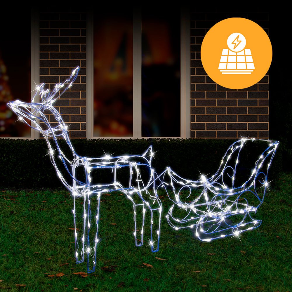 Solar LED Reindeer and Sleigh 80cm — Christmas Factory