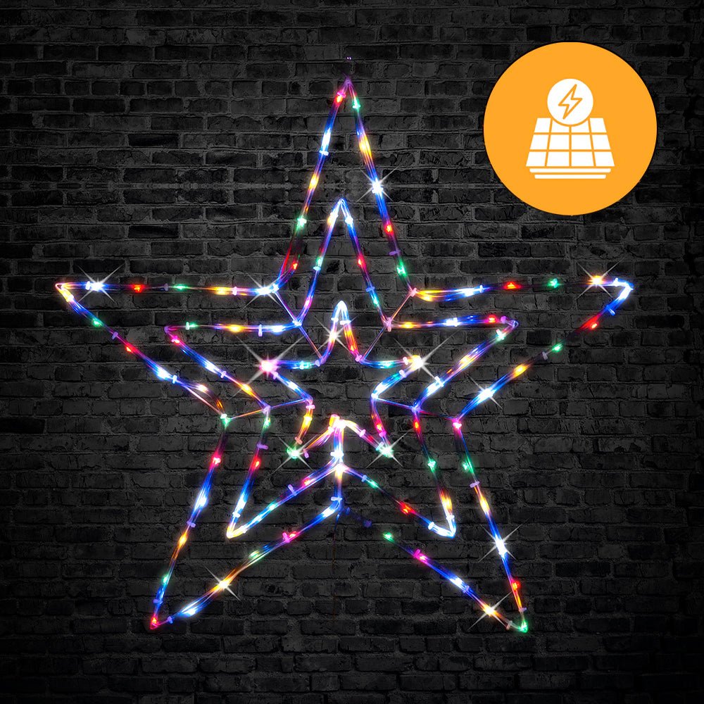 Solar LED 3D Star Tubelight in Multicolour — Christmas Factory